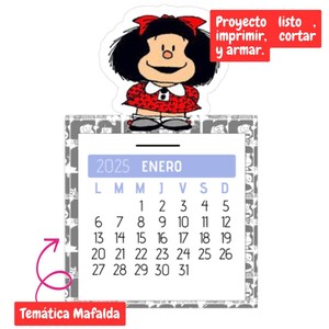Calendario 2025 formatos PNG y PDF/ incluye fondo de Mafalda ...