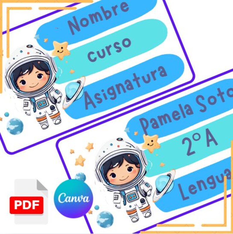School Label Mix Astronaut, Little Mermaid, Dinosaur, Ballerina ...