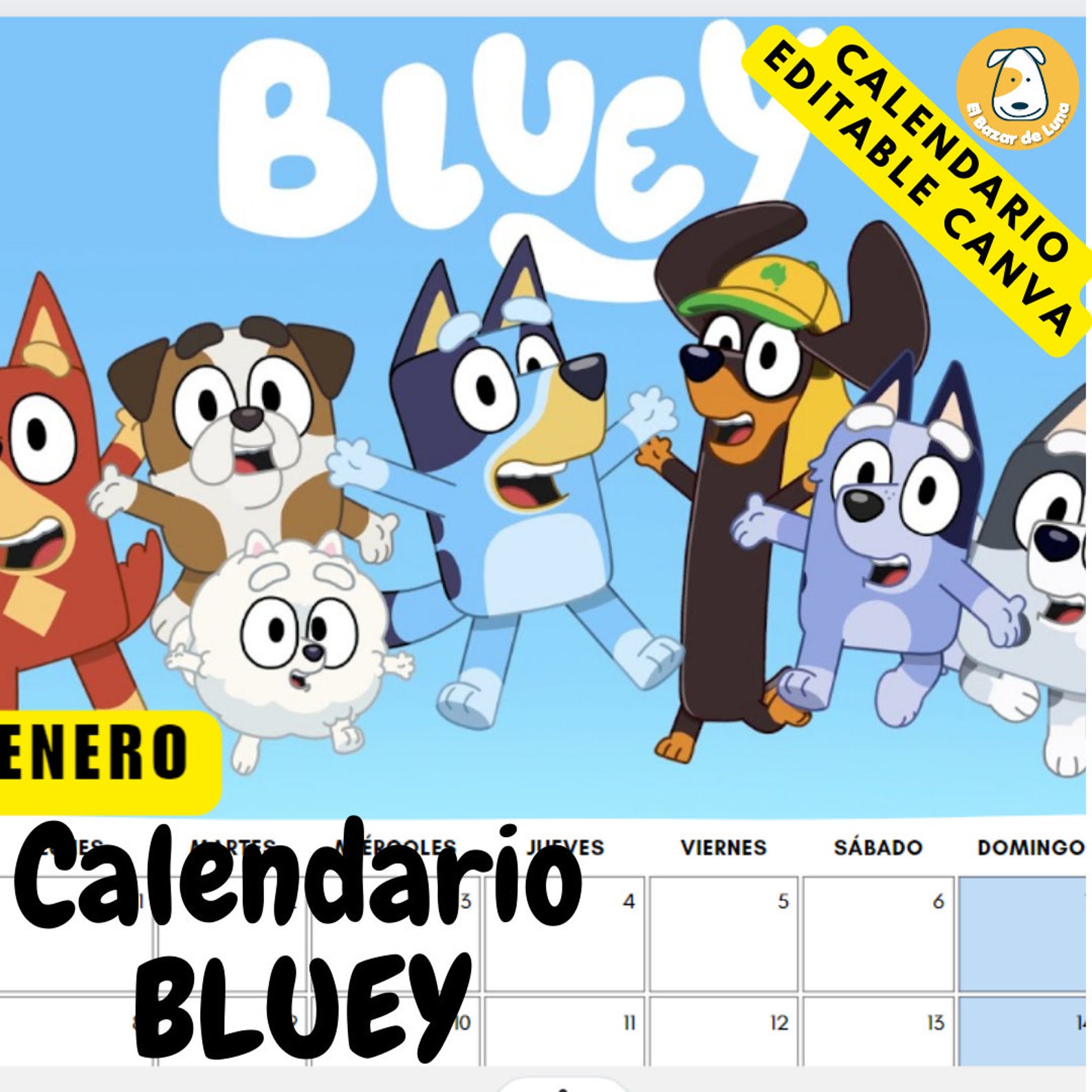 2024 Bluey Calendar to Customize on Canva / Printable A4 PDF - Etsy