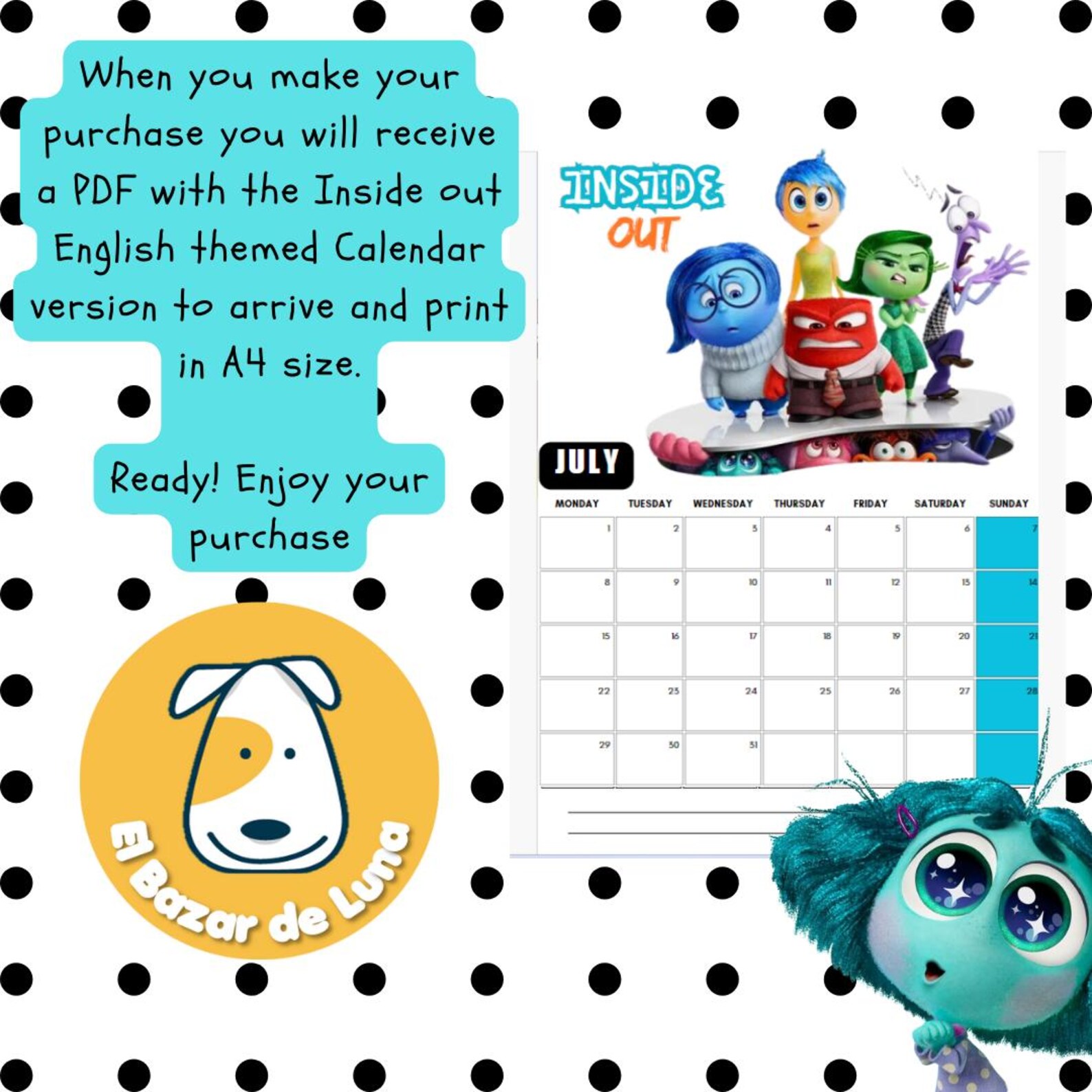 Calendar Inside Out Emociones 2024 - 2025 English Pdf Format Planner ...