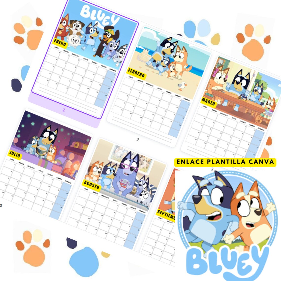 2024 Bluey Calendar to Customize on Canva / Printable A4 PDF - Etsy