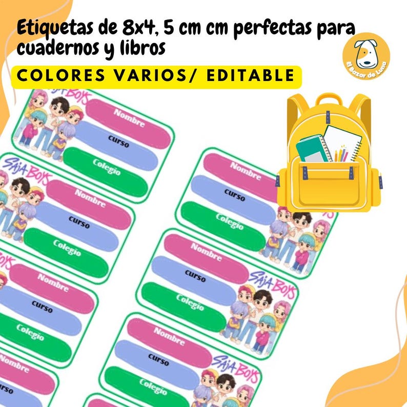 Golden Huntrix Saya Boys School Labels / Notebooks, Pencils, Supplies ...