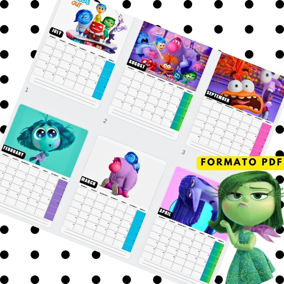 Calendar Inside Out Emociones 2024 - 2025 English Pdf Format Planner ...