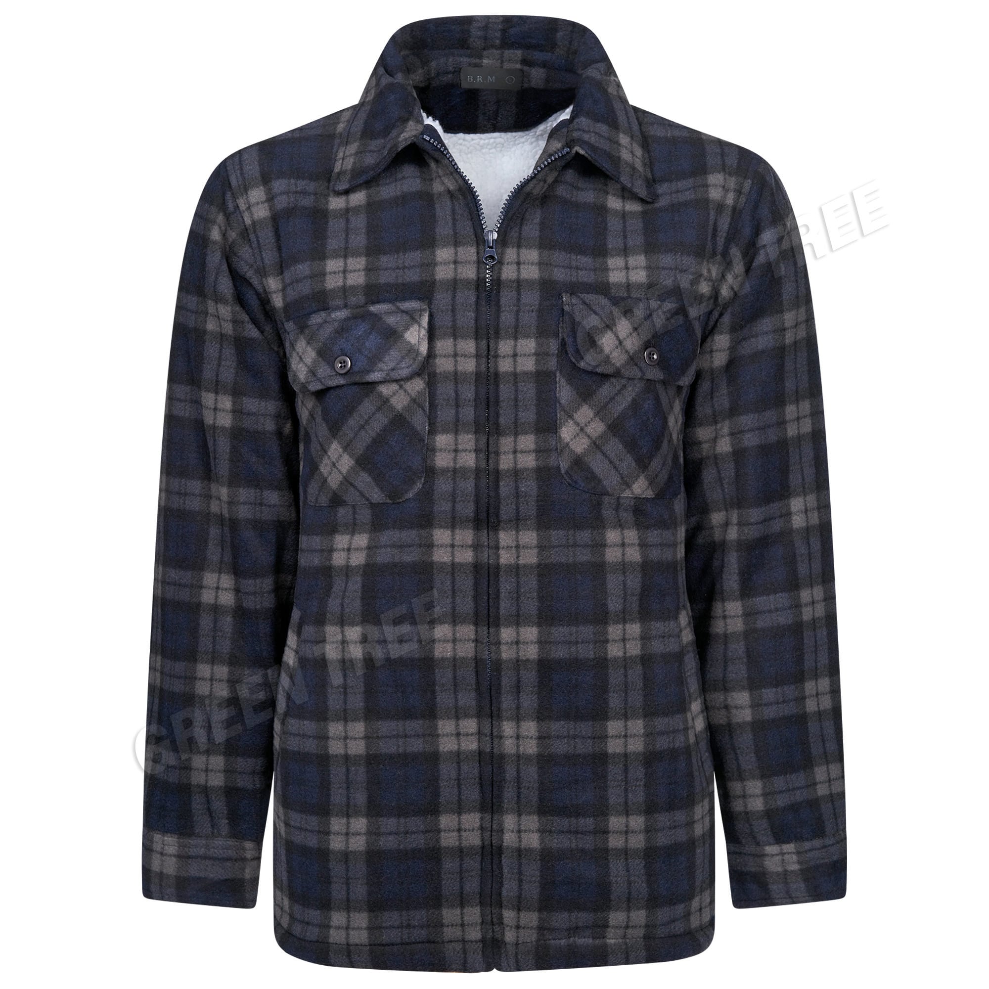 Mens Padded Shirt Fur Lined Lumberjack Flannel Work Fleece Jacket Warm ...