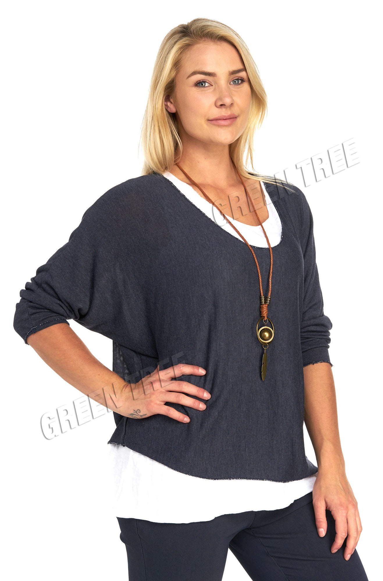 Women's Ladies Italian 2 in 1 Autumn Top Blouse Knit - Etsy UK