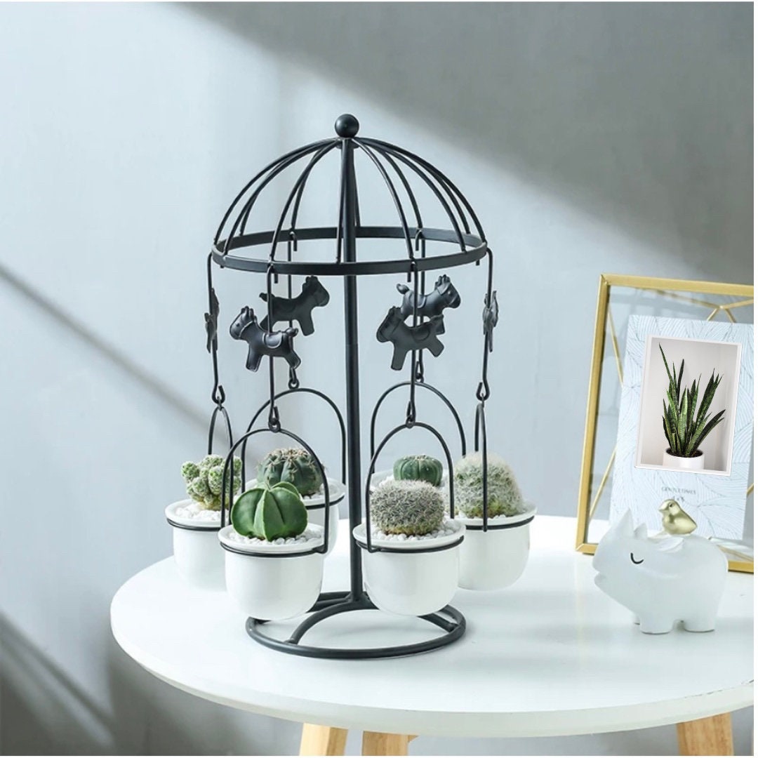 Black Carousel Stand Planter - Etsy