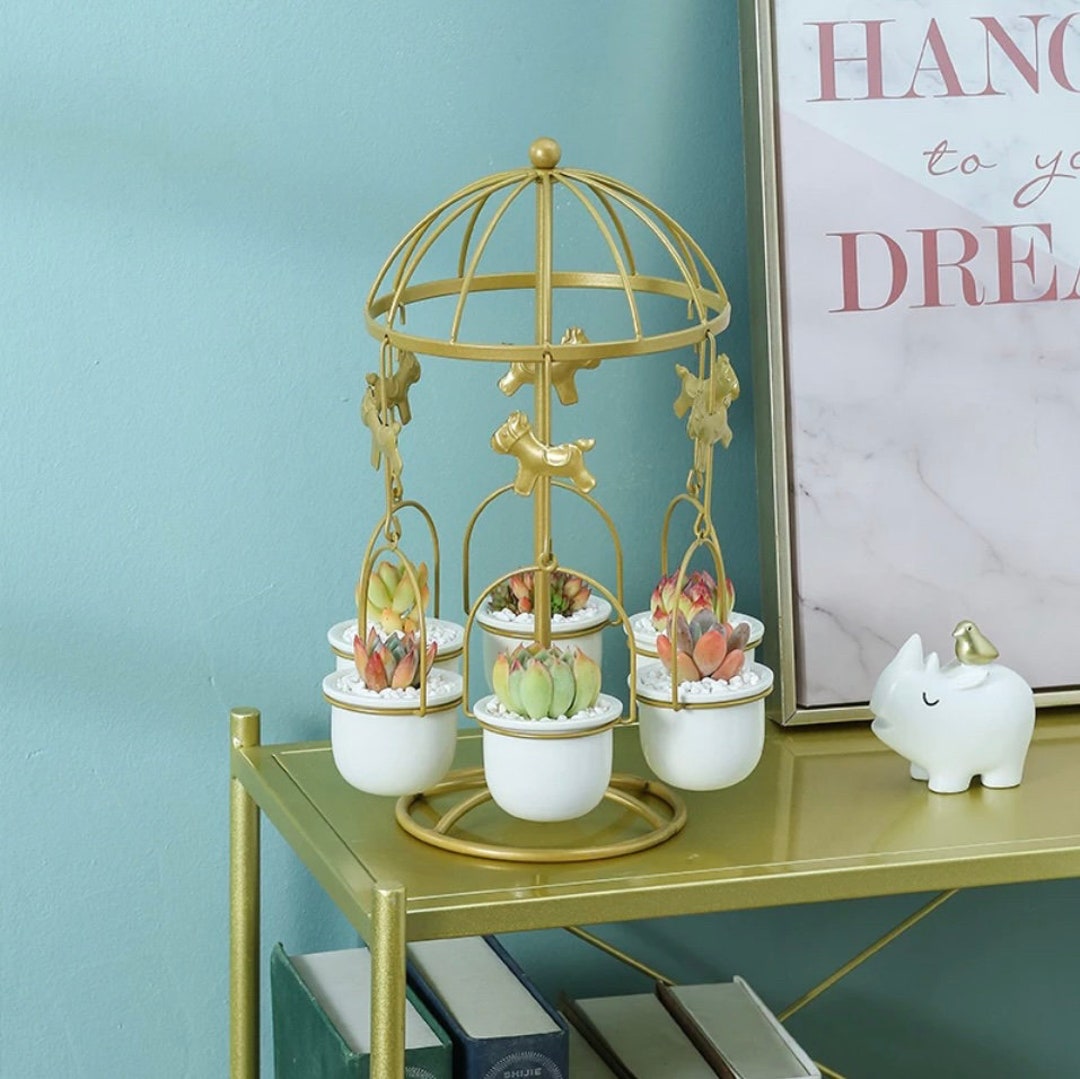 Gold Carousel Stand Planter - Etsy