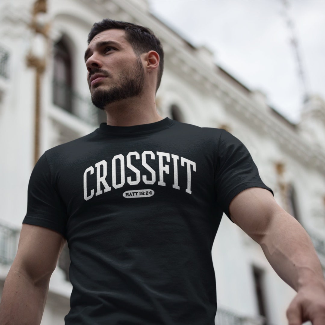 Christian Crossfit Shirt, Jesus Gym Tee, Matthew 16:24 Bible Verse ...