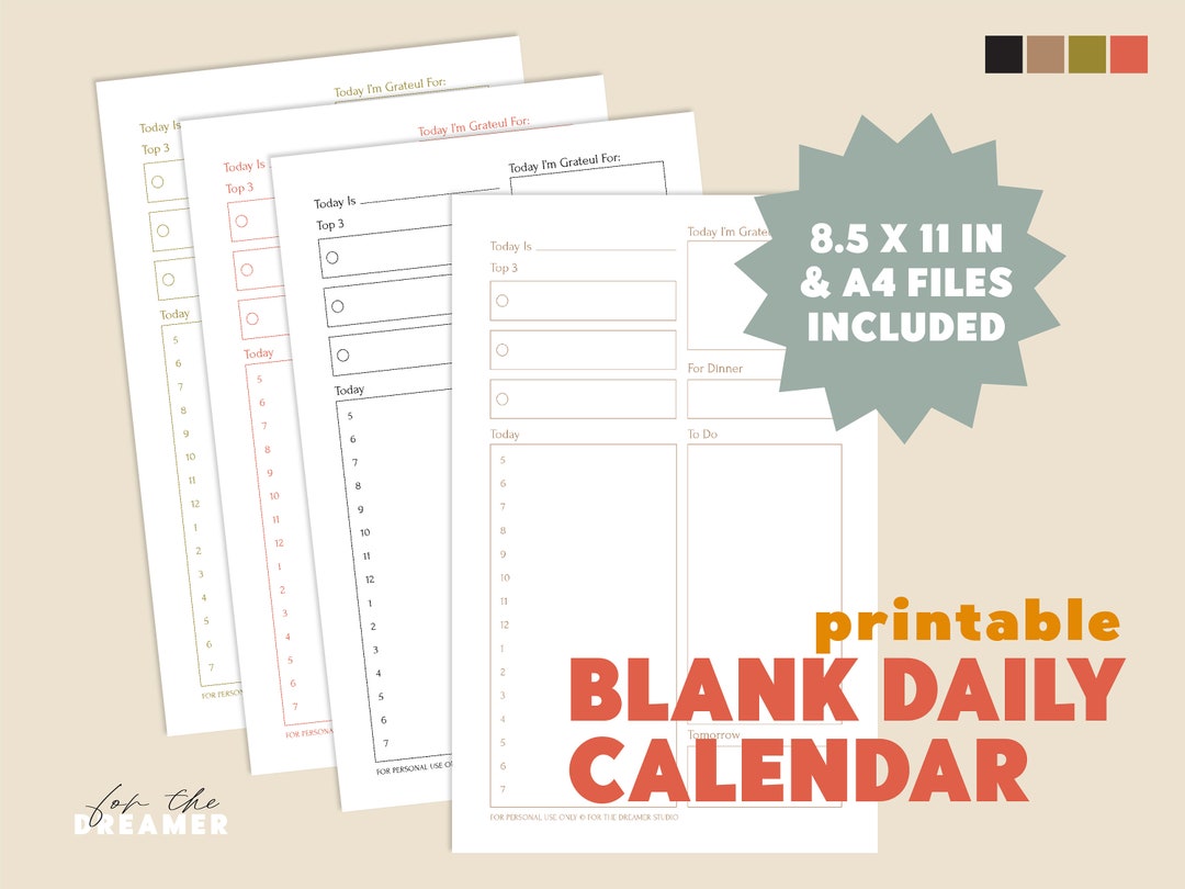 Blank Daily Planning Sheets, Printable Day Planner, Academic Planner ...