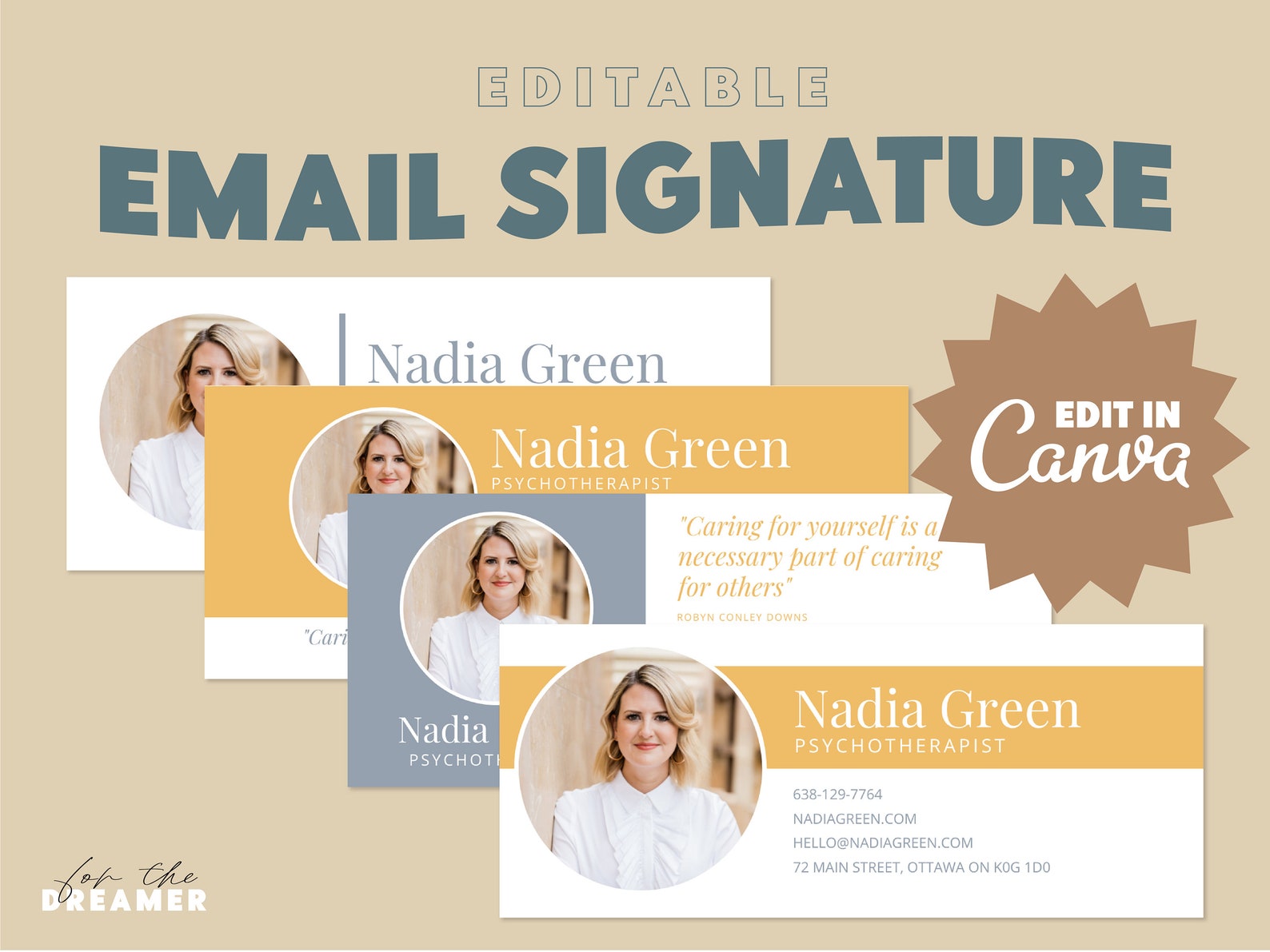 Editable Email Signature Canva Template Gmail Signature - Etsy Canada