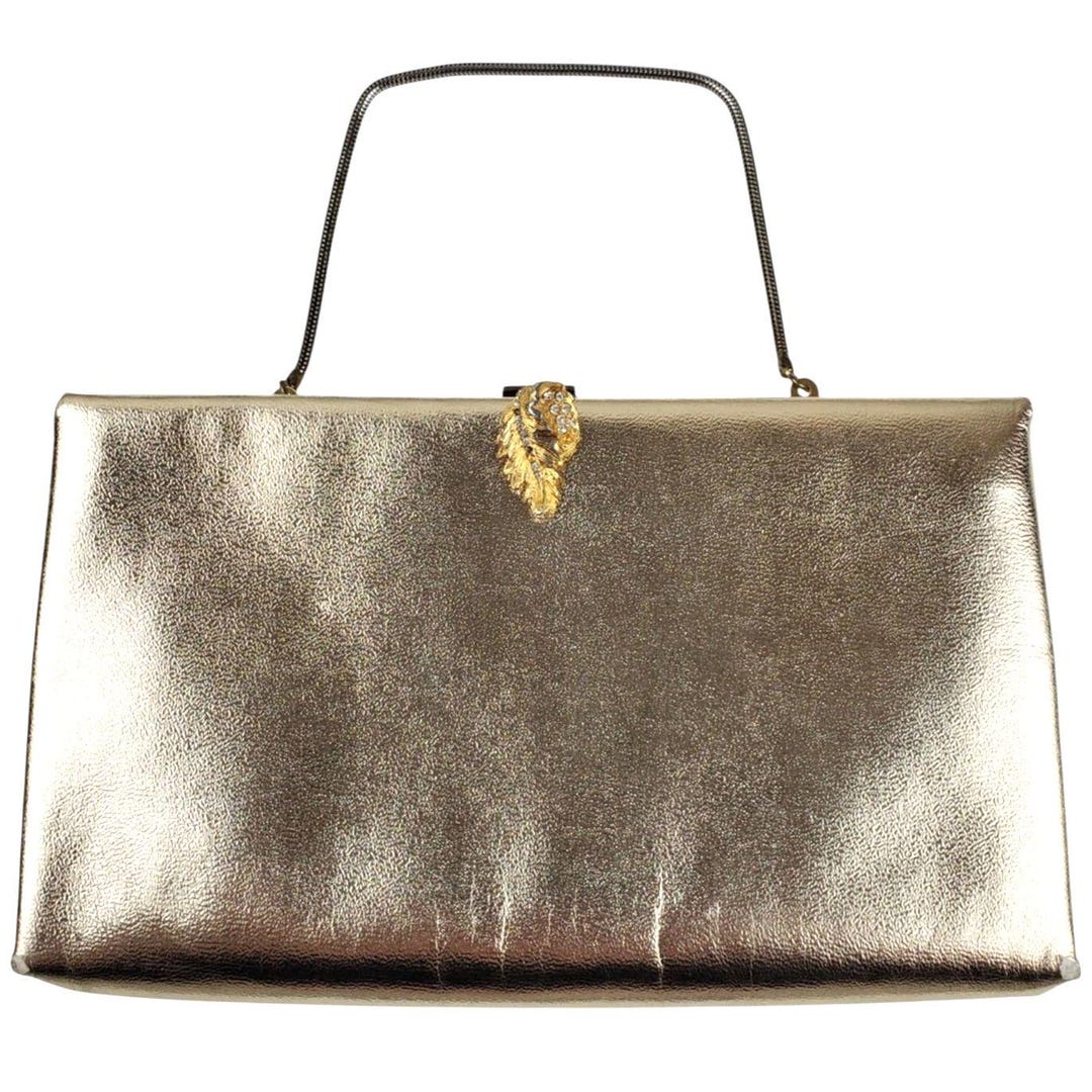 Vintage After Five Gold Clutch Evening Bag Embellished Closure With ...