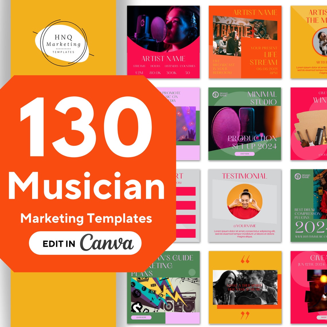 130 Musician Instagram Templates, Social Media Canva Templates ...