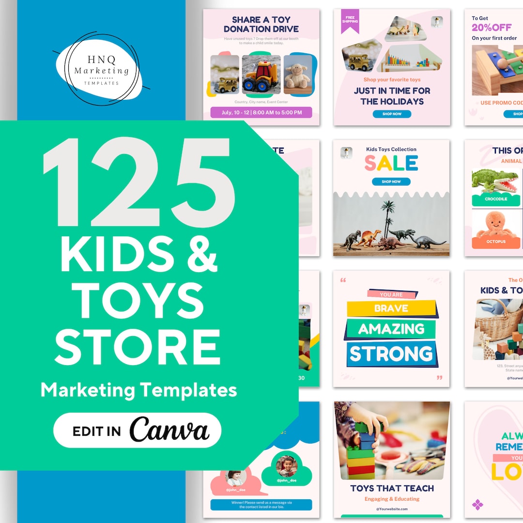 Kids & Toys Store Instagram Templates: 125 Canva Social Media Designs ...