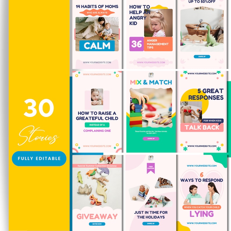 Kids & Toys Store Instagram Templates: 125 Canva Social Media Designs ...