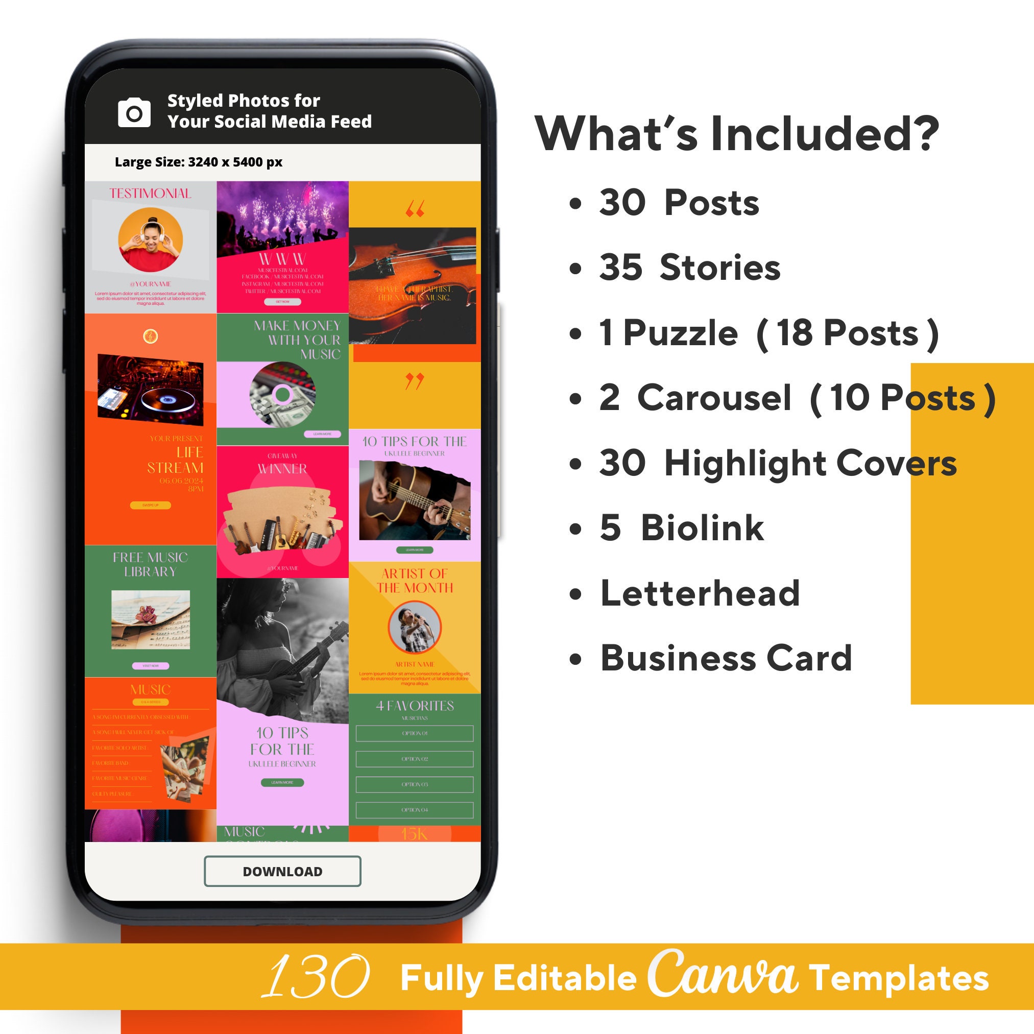 130 Musician Instagram Templates, Social Media Canva Templates ...