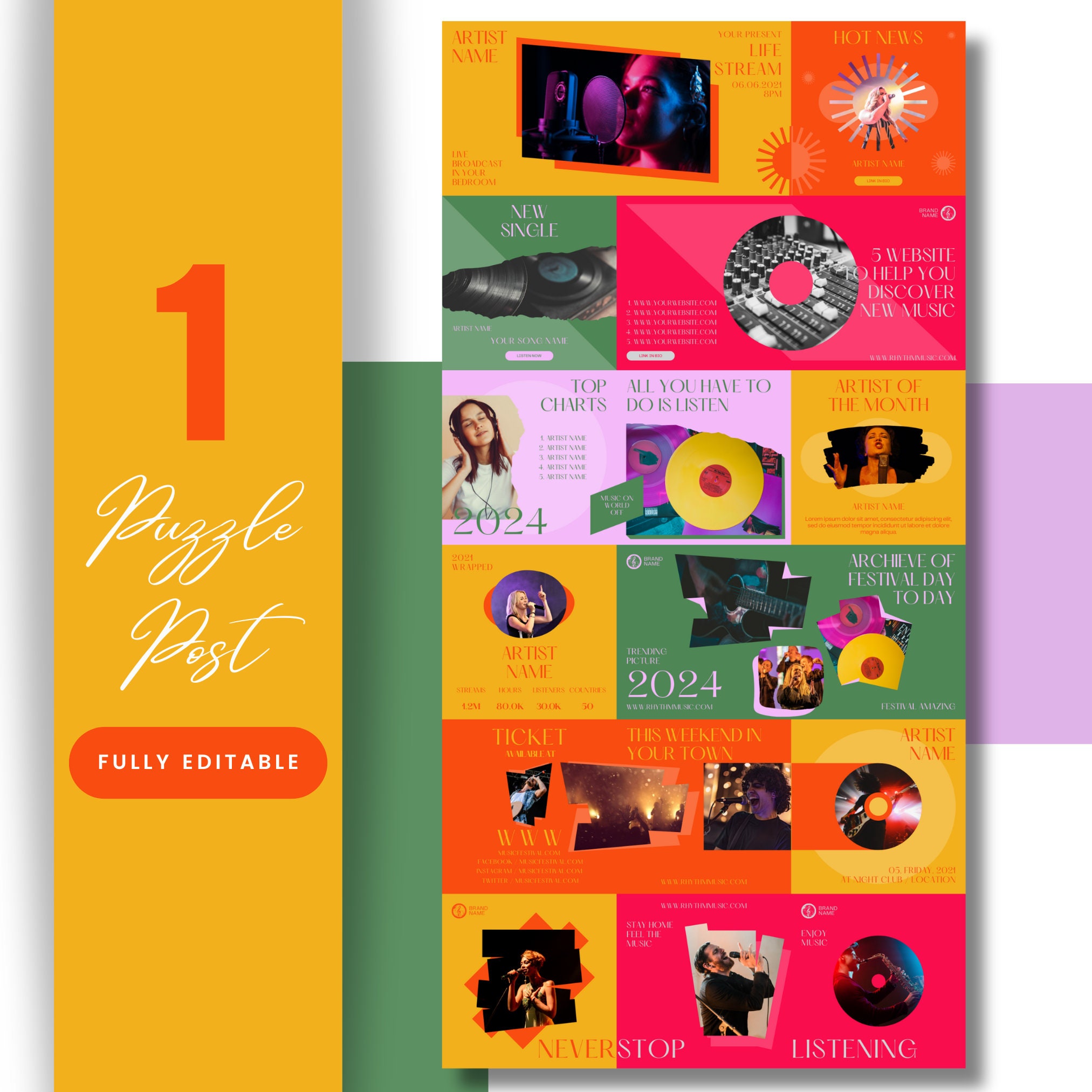 130 Musician Instagram Templates, Social Media Canva Templates ...