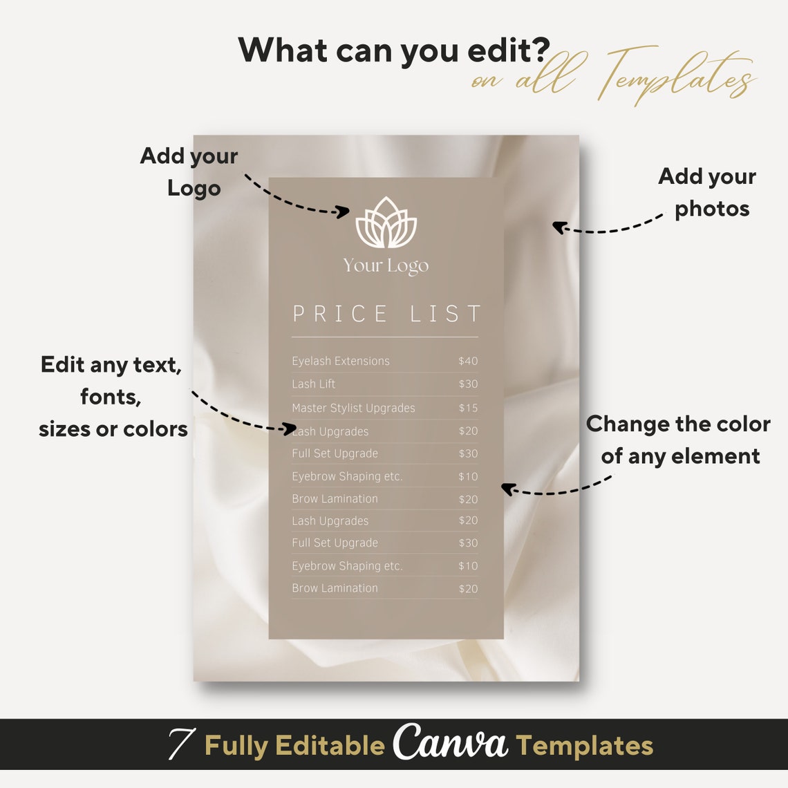 Editable Price List , Printable Price List , Price Sheet, Price Guide ...
