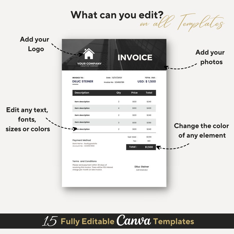 Invoice Template | Printable Invoice | Custom Order Forms | Photography ...