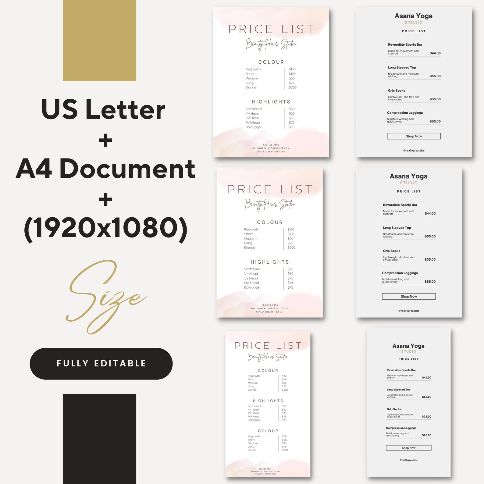 Editable Price List , Printable Price List , Price Sheet, Price Guide ...