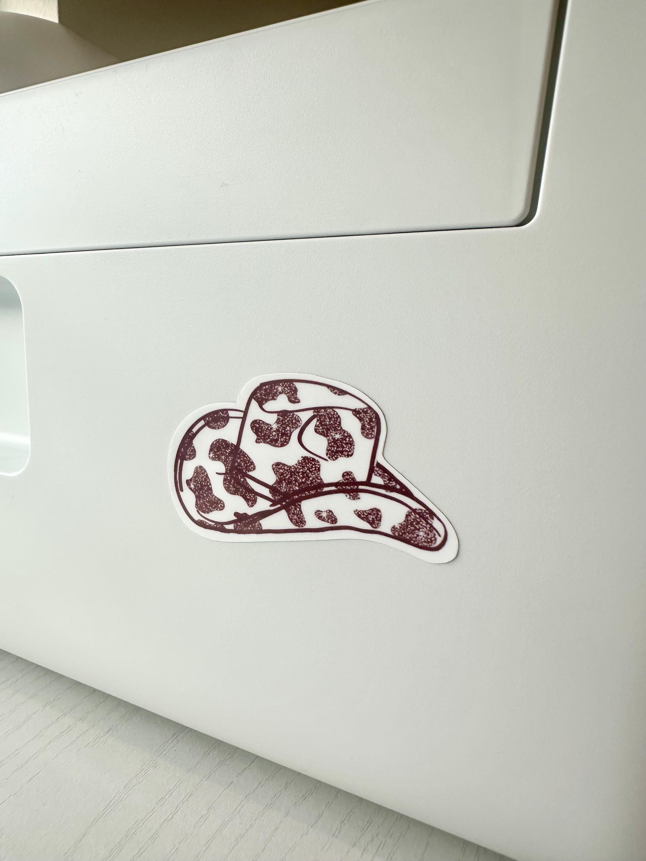 Cowhide Cowboy Hat Sticker | Boho Western Vinyl Die Cut Waterproof ...