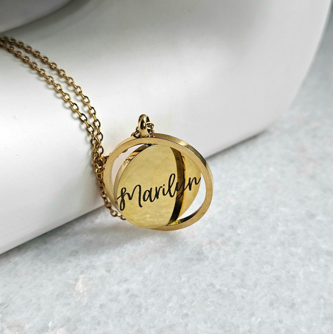 Round Spinner Necklace Personalized for Gifting Everyday Wear Fidget ...