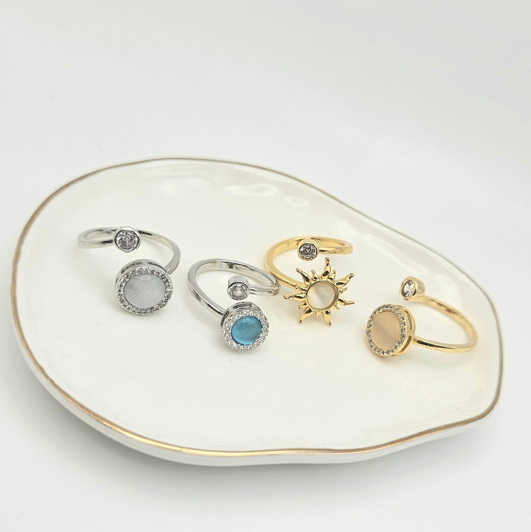 Sun Spinner Ring Anxiety Fidget Ring for Women Worry Ring Spinner Gold ...