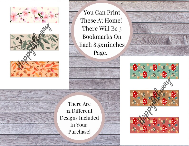 Printable Bookmark Bundle, Printable Flower Bookmarks, Printable ...