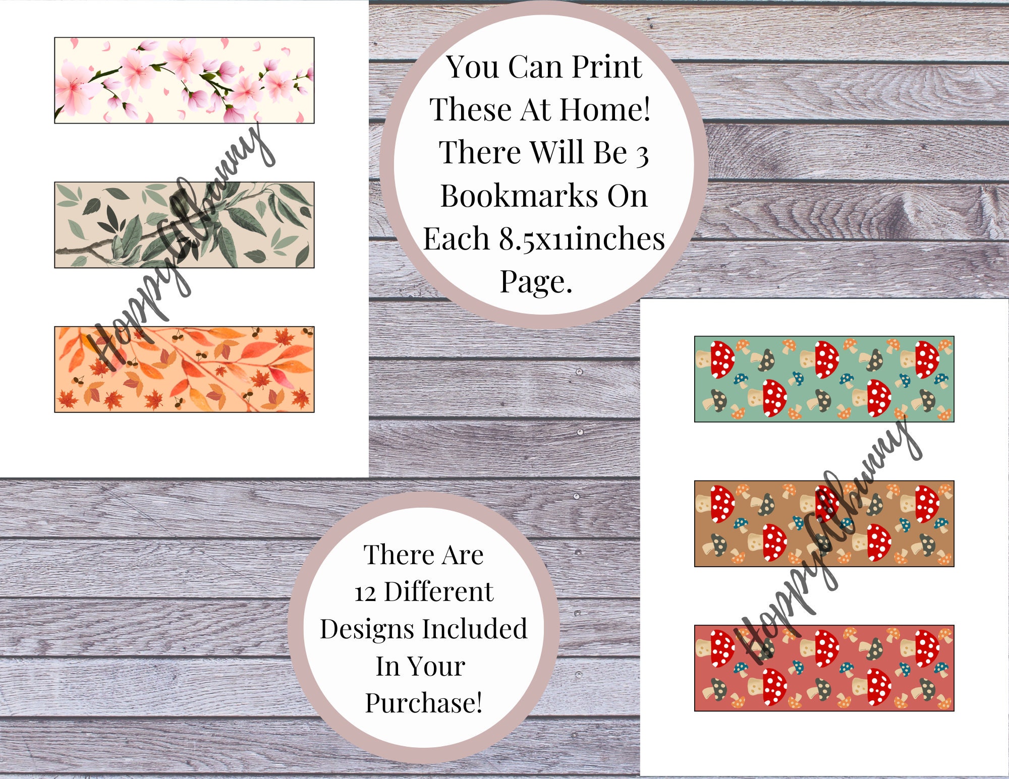 Printable Bookmark Bundle, Printable Flower Bookmarks, Printable ...