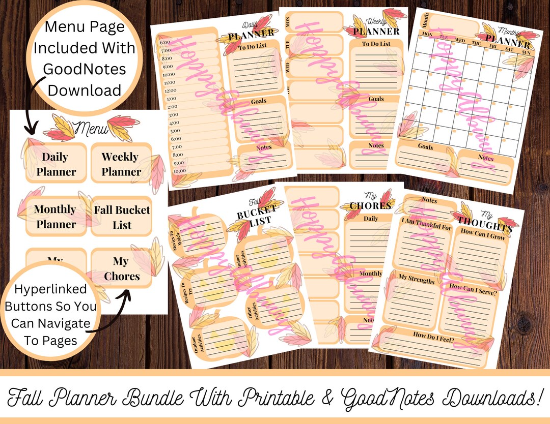 Printable Holiday Planner, Fall Planner Bundle Printable and Goodnotes ...