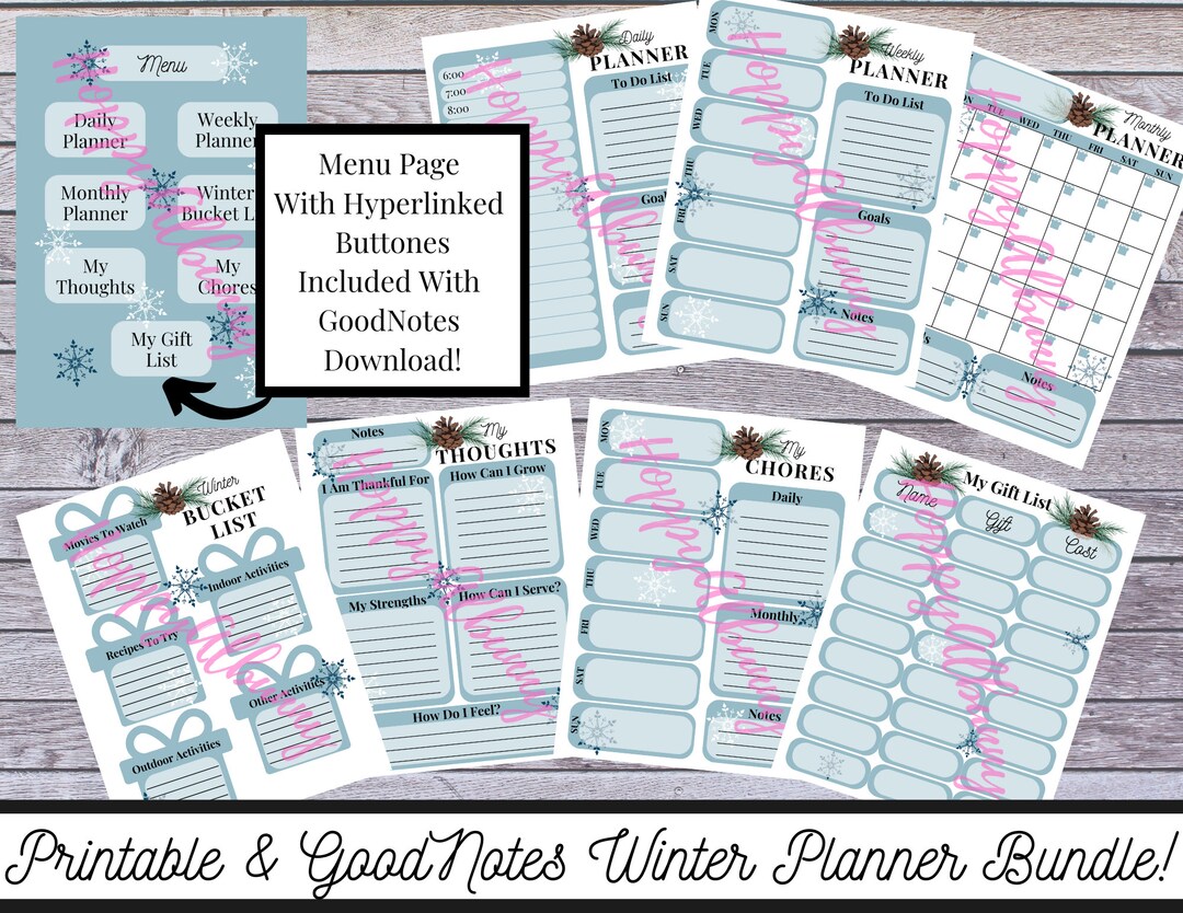 Christmas Planner Printable & Goodnotes Downloads, Winter Planner ...