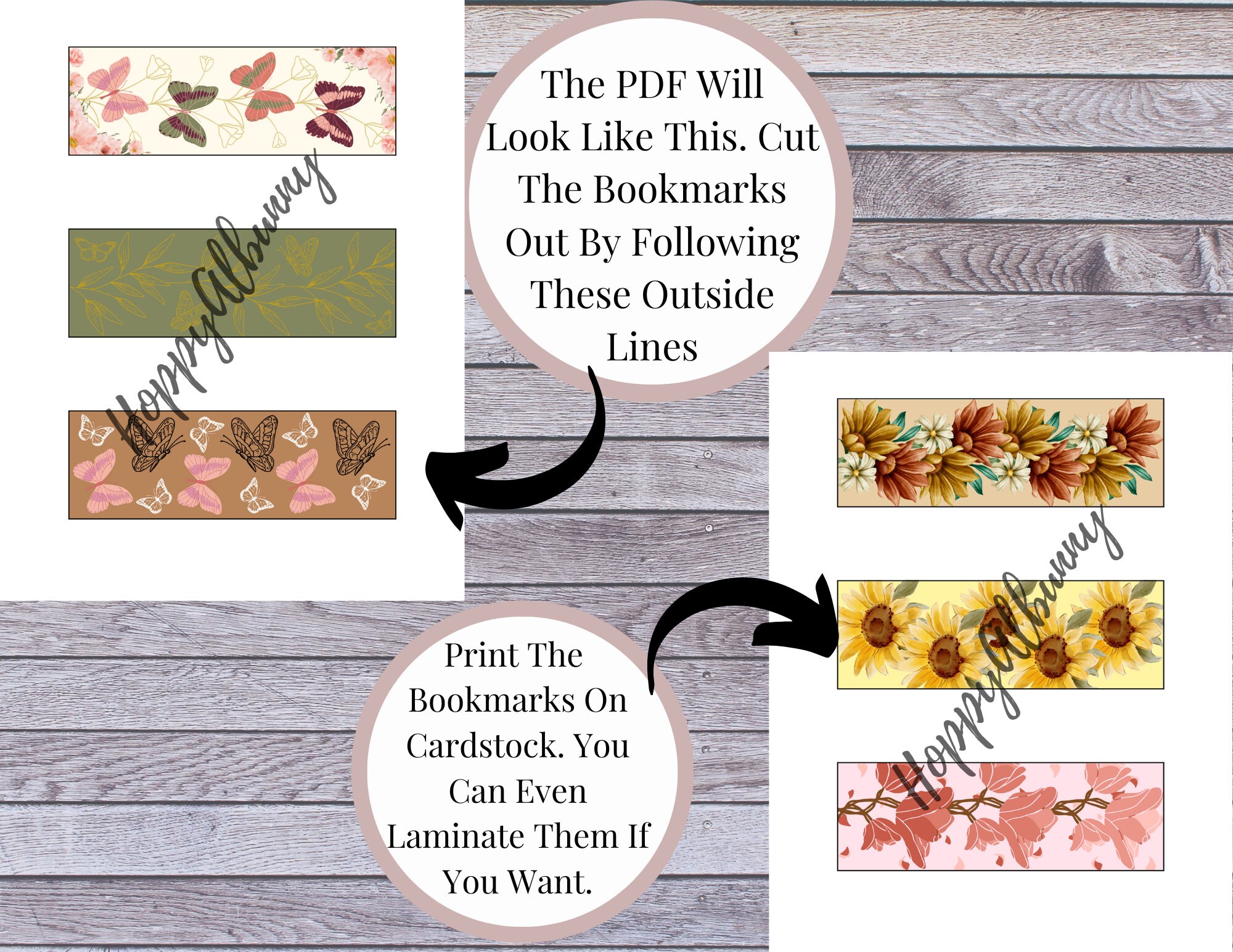 Printable Bookmark Bundle, Printable Flower Bookmarks, Printable ...