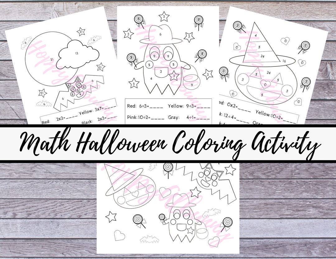 Halloween Math Coloring Page, Halloween Coloring Activity, Printable ...