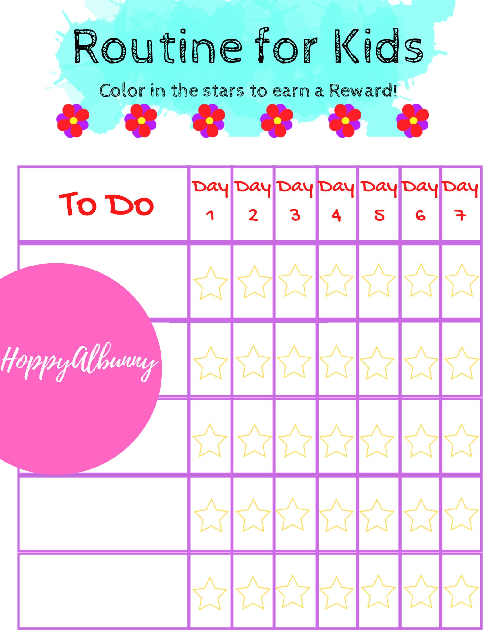 Printable Routine for Kids, Schedule for Kids, Reward Page for Kids ...