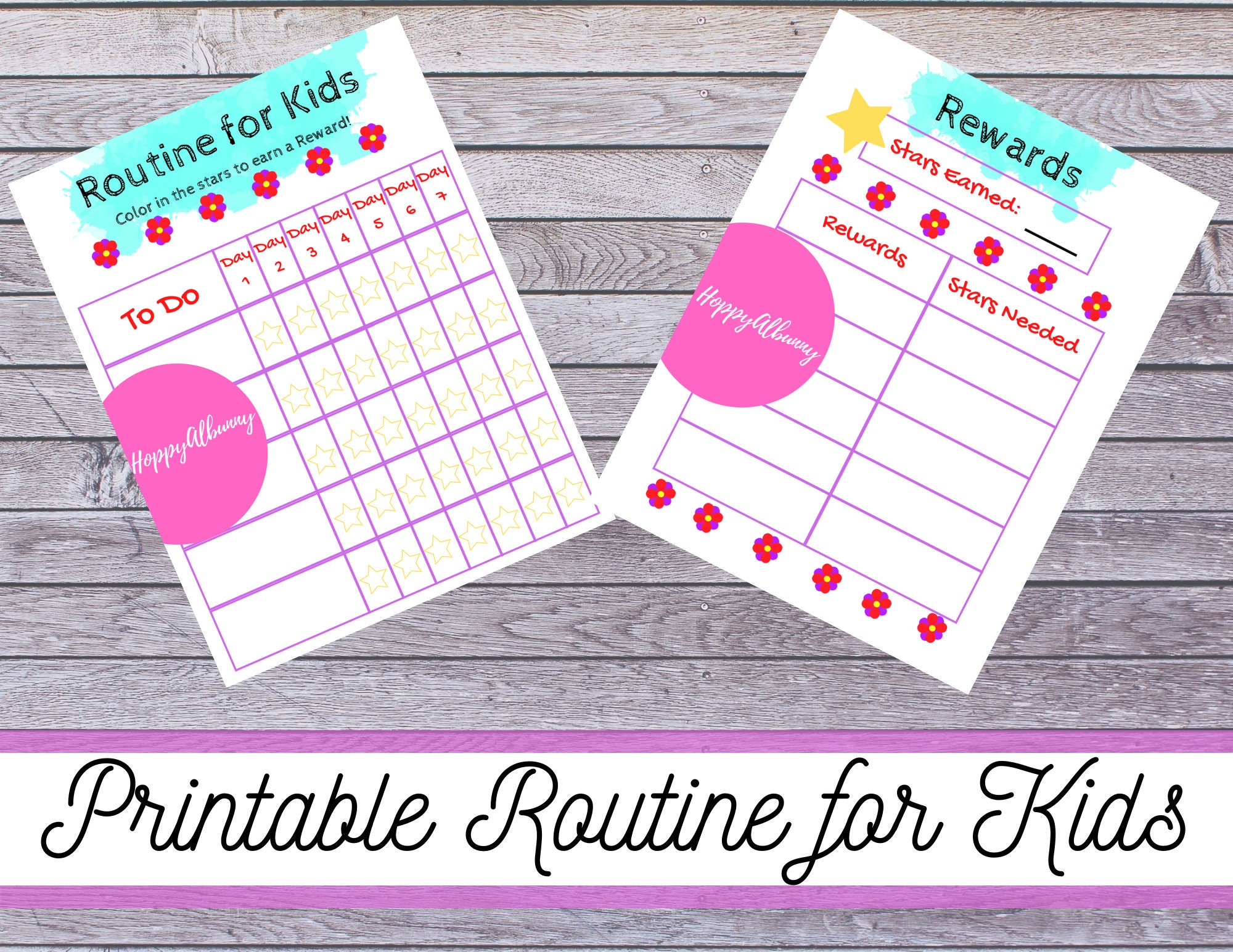Printable Routine for Kids, Schedule for Kids, Reward Page for Kids ...