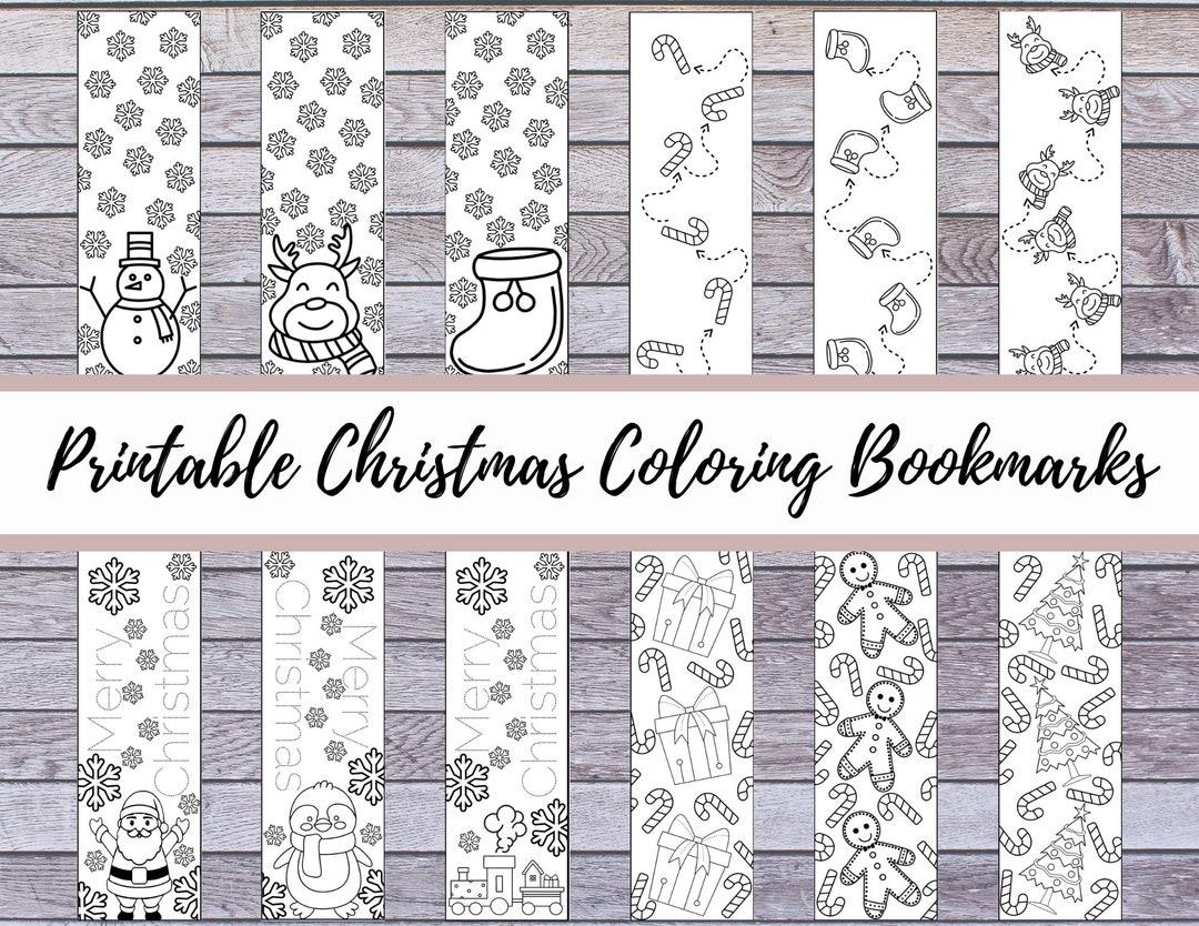 Christmas Coloring Bookmarks, Printable Coloring Bookmarks, Christmas ...