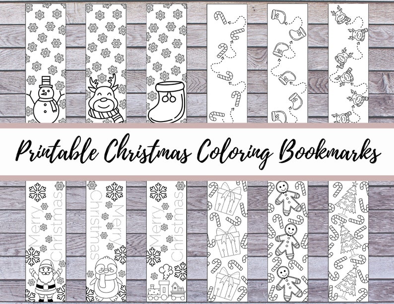 Christmas Coloring Bookmarks, Printable Coloring Bookmarks, Christmas ...