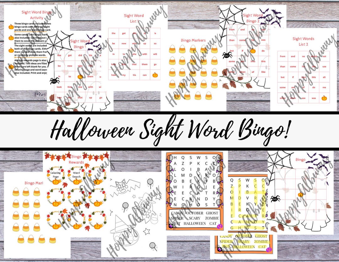 Homeschool Halloween Sight Word Bingo Cards, Printable Halloween Sight ...