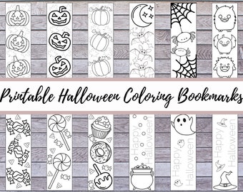 Cute Halloween Coloring Bookmarks for Kids, Halloween Coloring ...