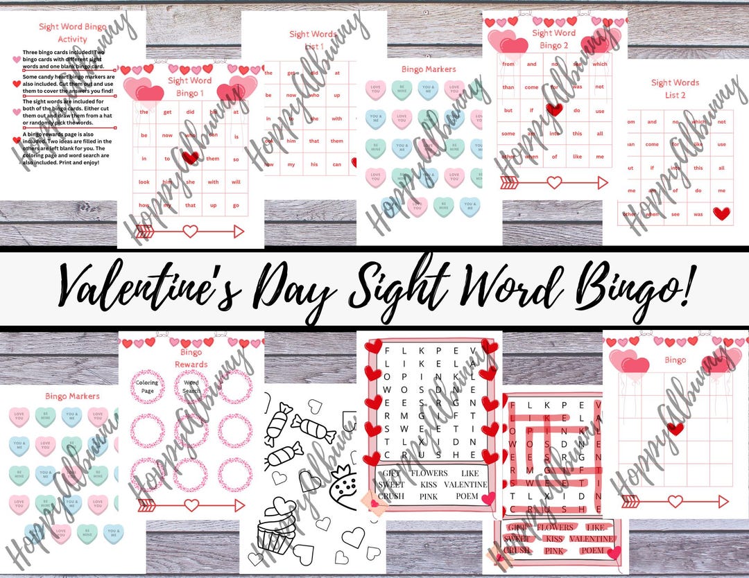 Homeschool Valentine’s Day Sight Word Bingo, Printable Sight Word Bingo ...