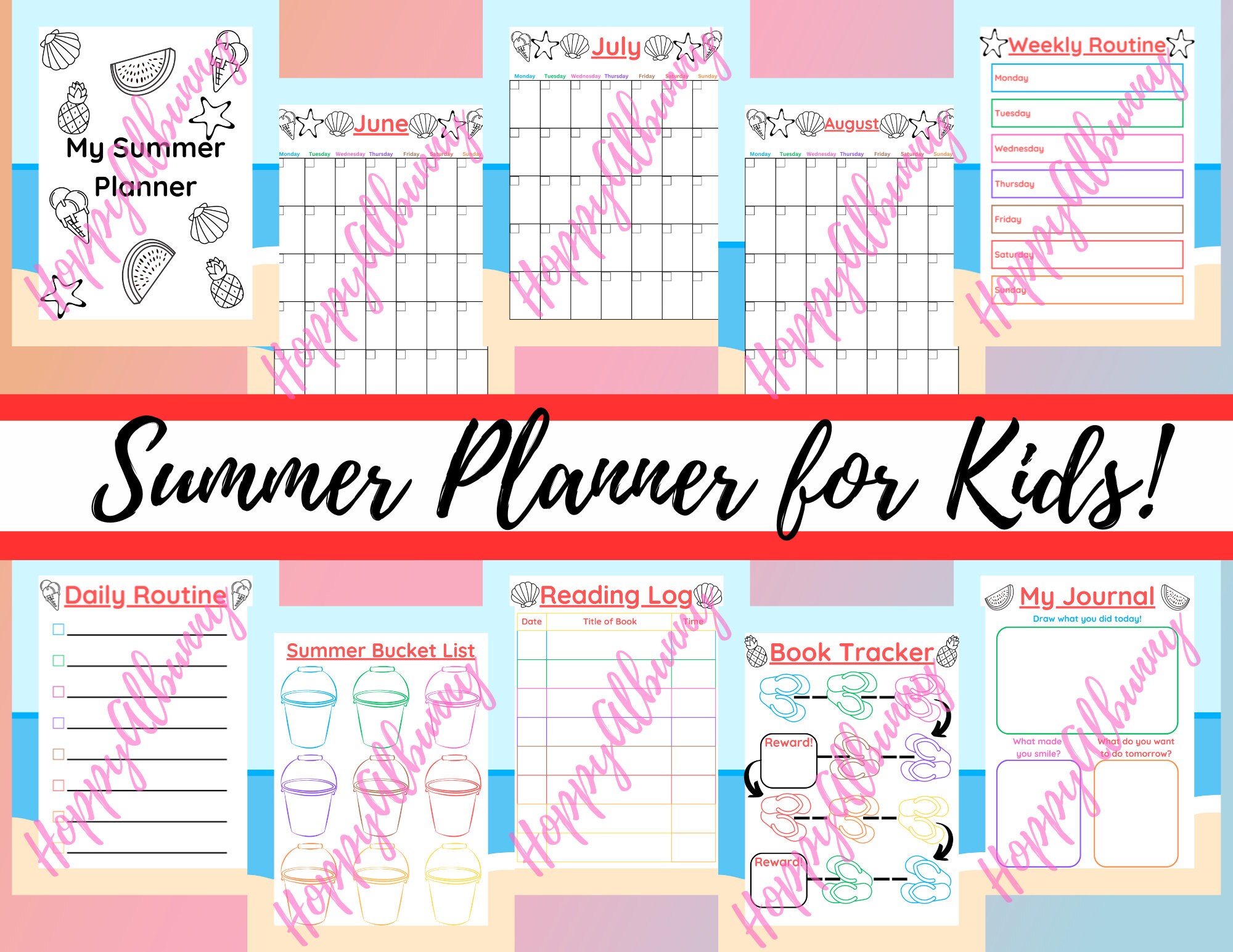Summer Planner for Kids, Summer Bucket List, Printable Summer Planner ...