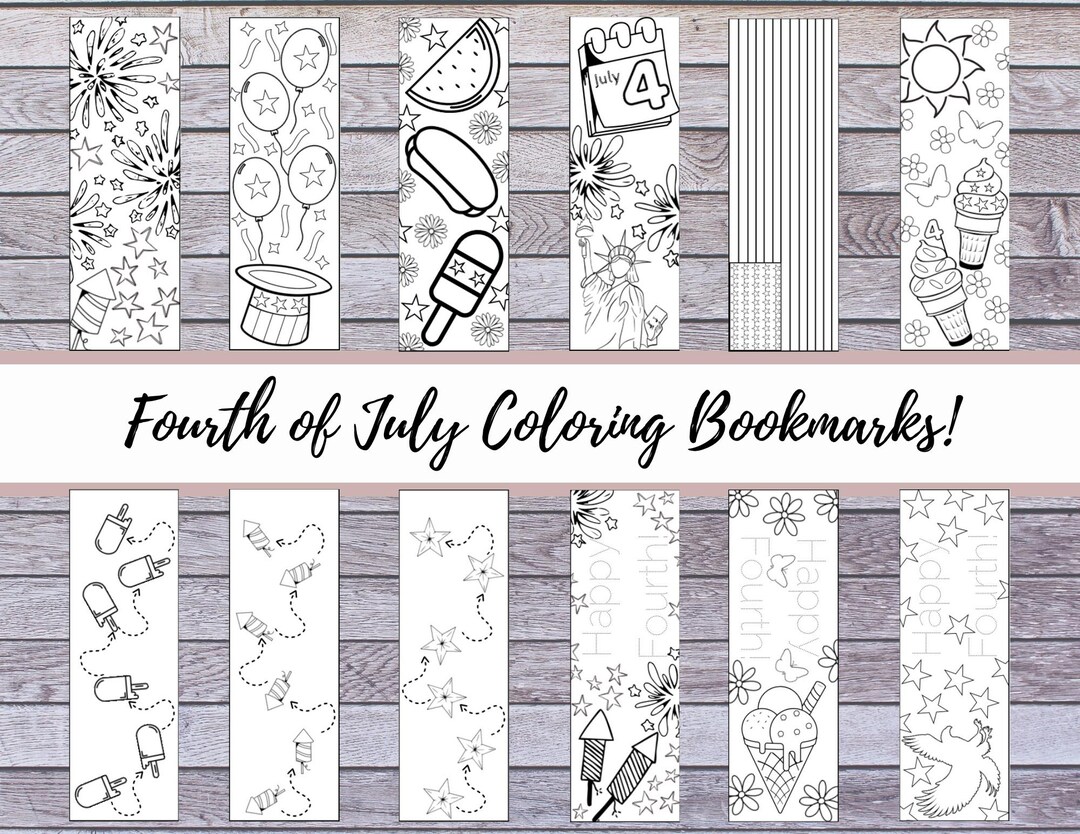 Printable Fourth of July Coloring Bookmarks, Printable July Fourth ...