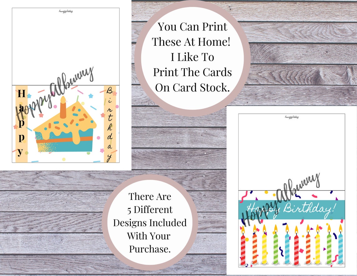 Printable Birthday Card, Printable Birthday Card With Birthday Cake ...