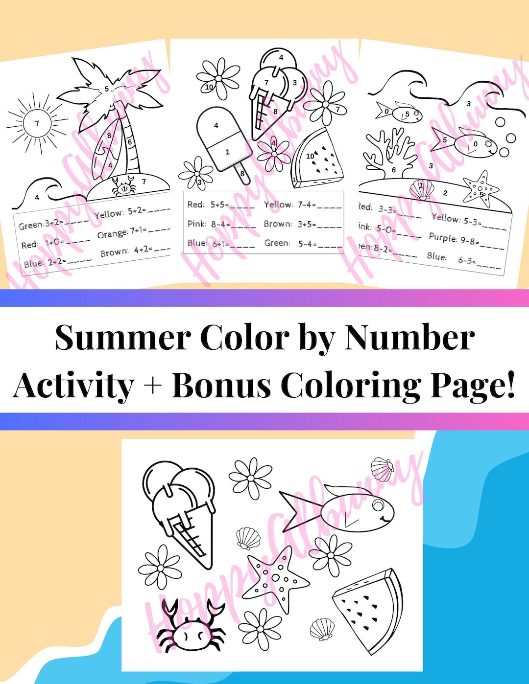 Summer Coloring Pages, Printable Coloring Pages, Color by Number ...