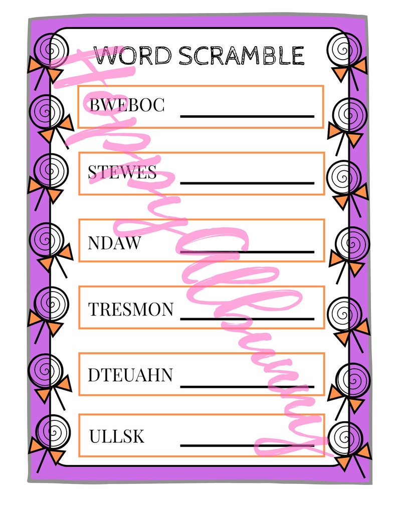 Printable Word Search for Kids, Printable Word Scramble for Kids ...
