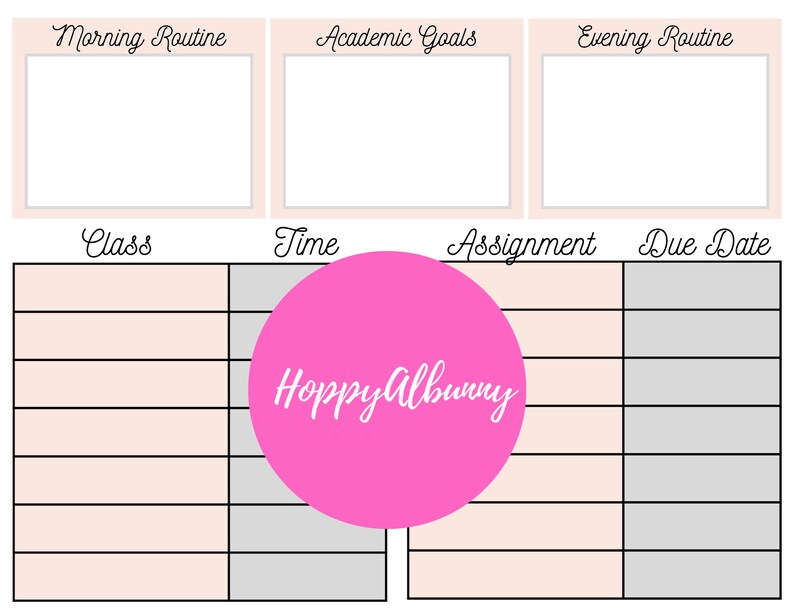 Printable School Routine, Class Routine, Class Schedule, School Planner ...