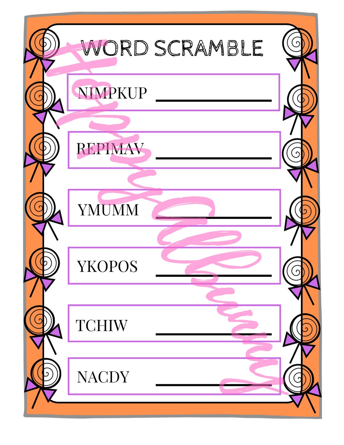 Printable Word Search for Kids Printable Word Scramble for - Etsy