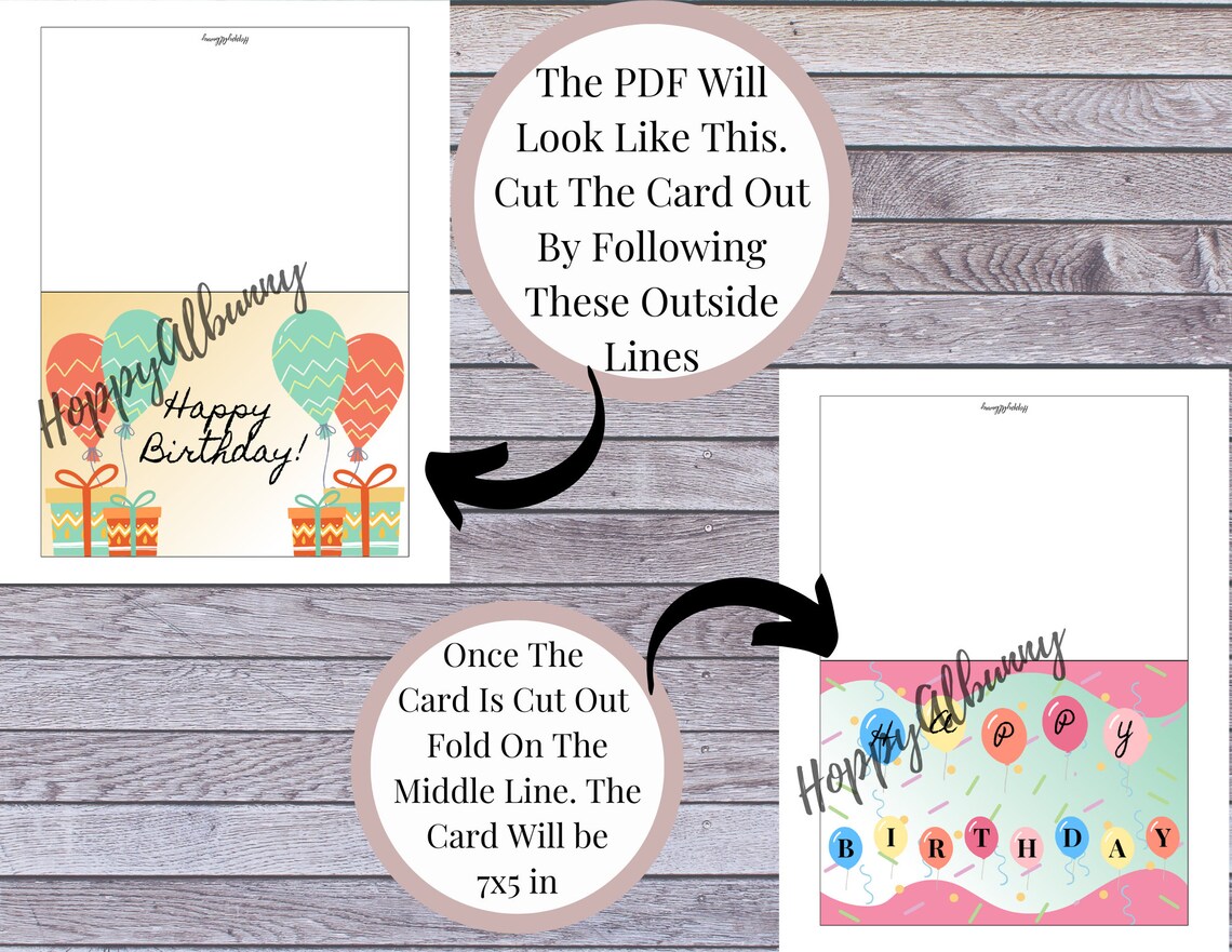 Printable Birthday Card, Printable Birthday Card With Birthday Cake ...