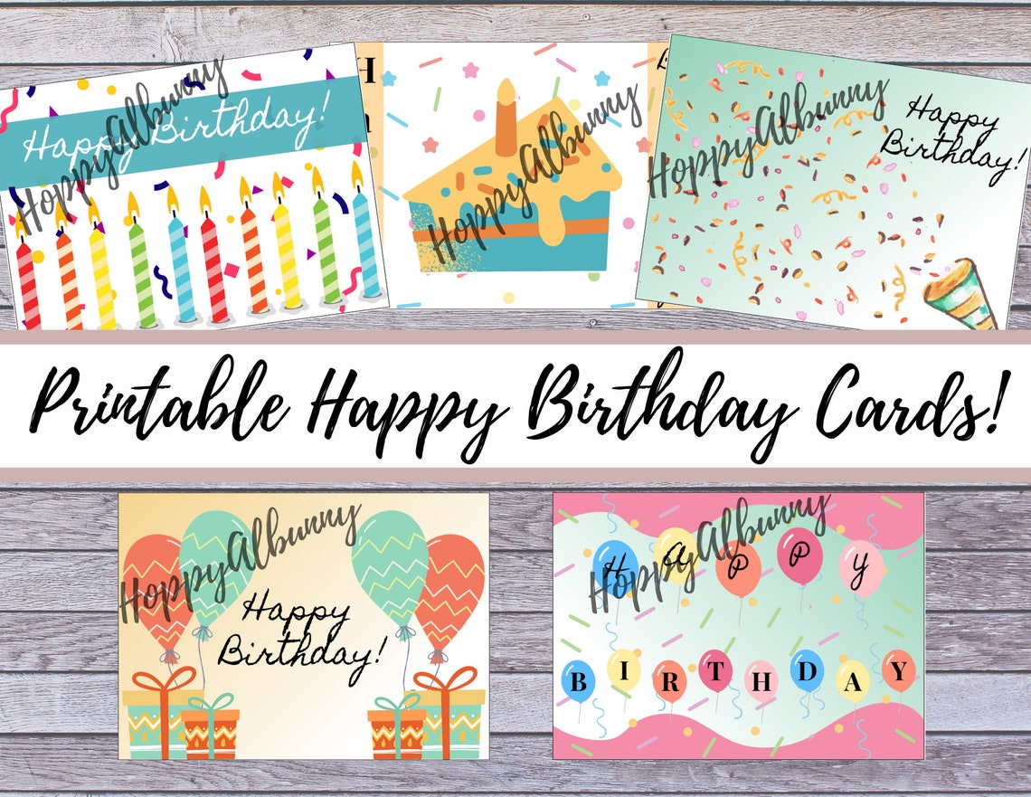 Printable Birthday Card, Printable Birthday Card With Birthday Cake ...