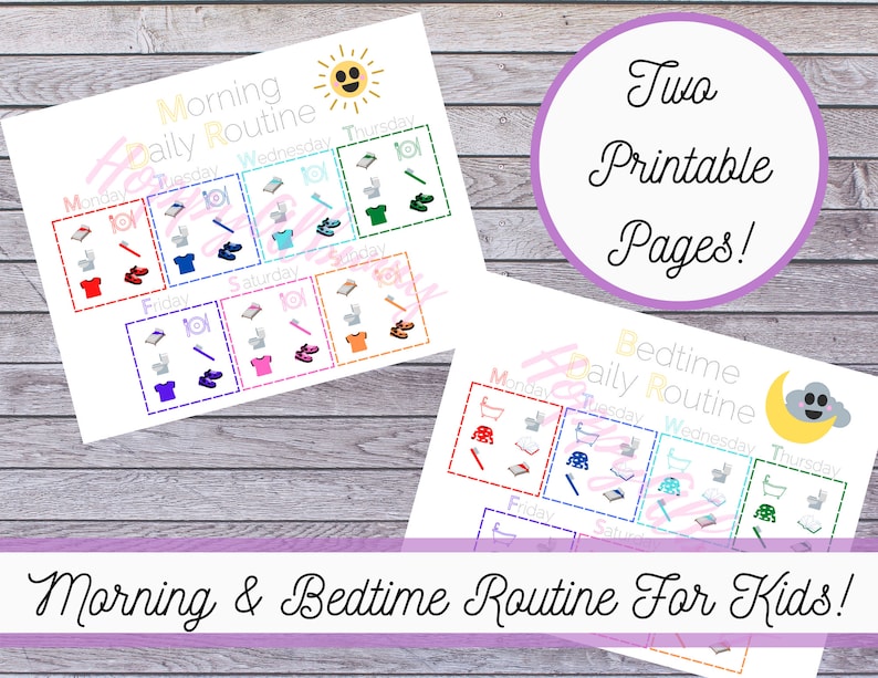 Daily Routine Printable, Kids Morning and Bedtime Checklist, Kid ...
