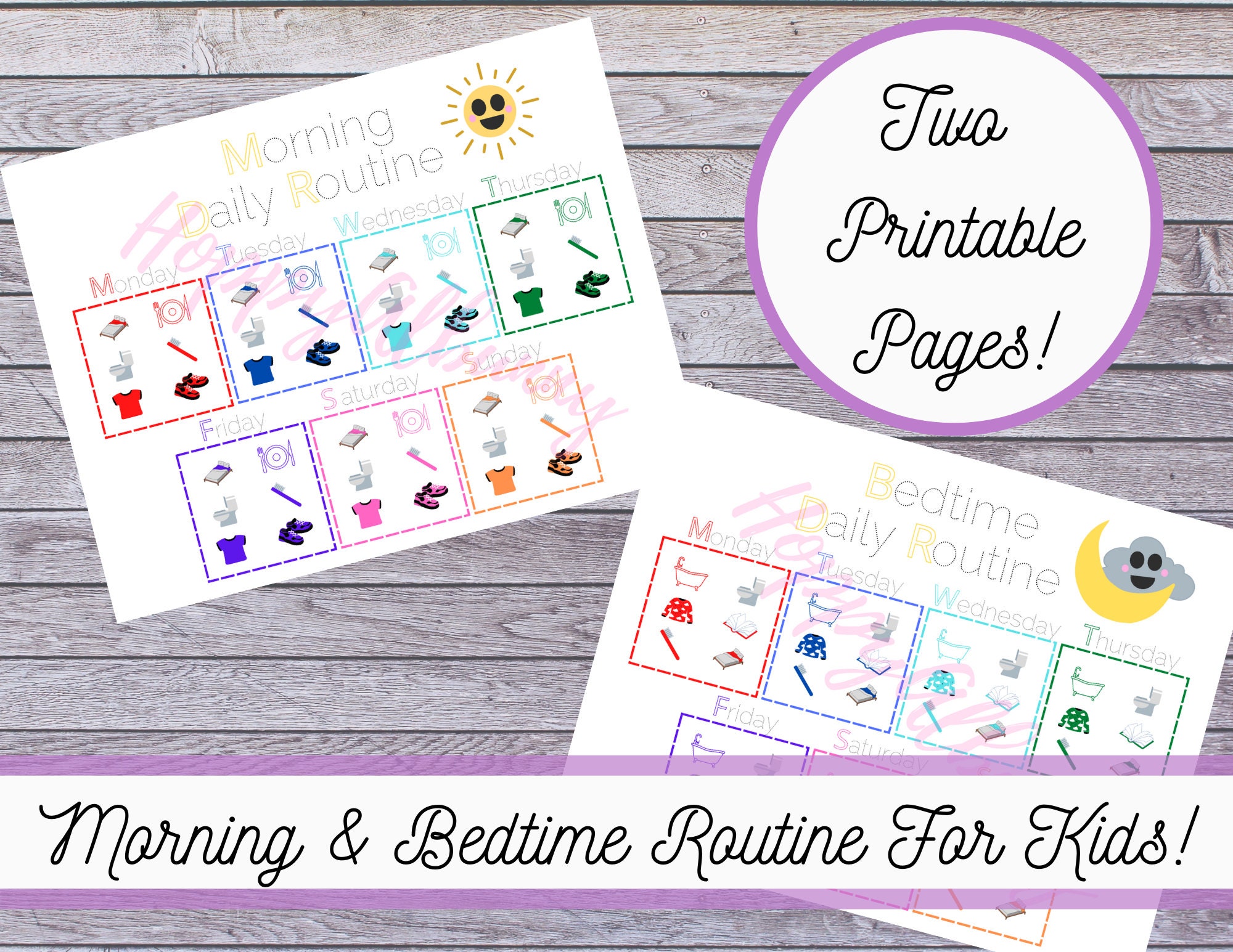 Daily Routine Printable, Kids Morning and Bedtime Checklist, Kid ...